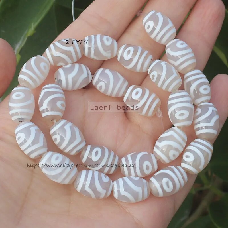 Белые агатовые бусины Дзи лаerf beads 2 eyes