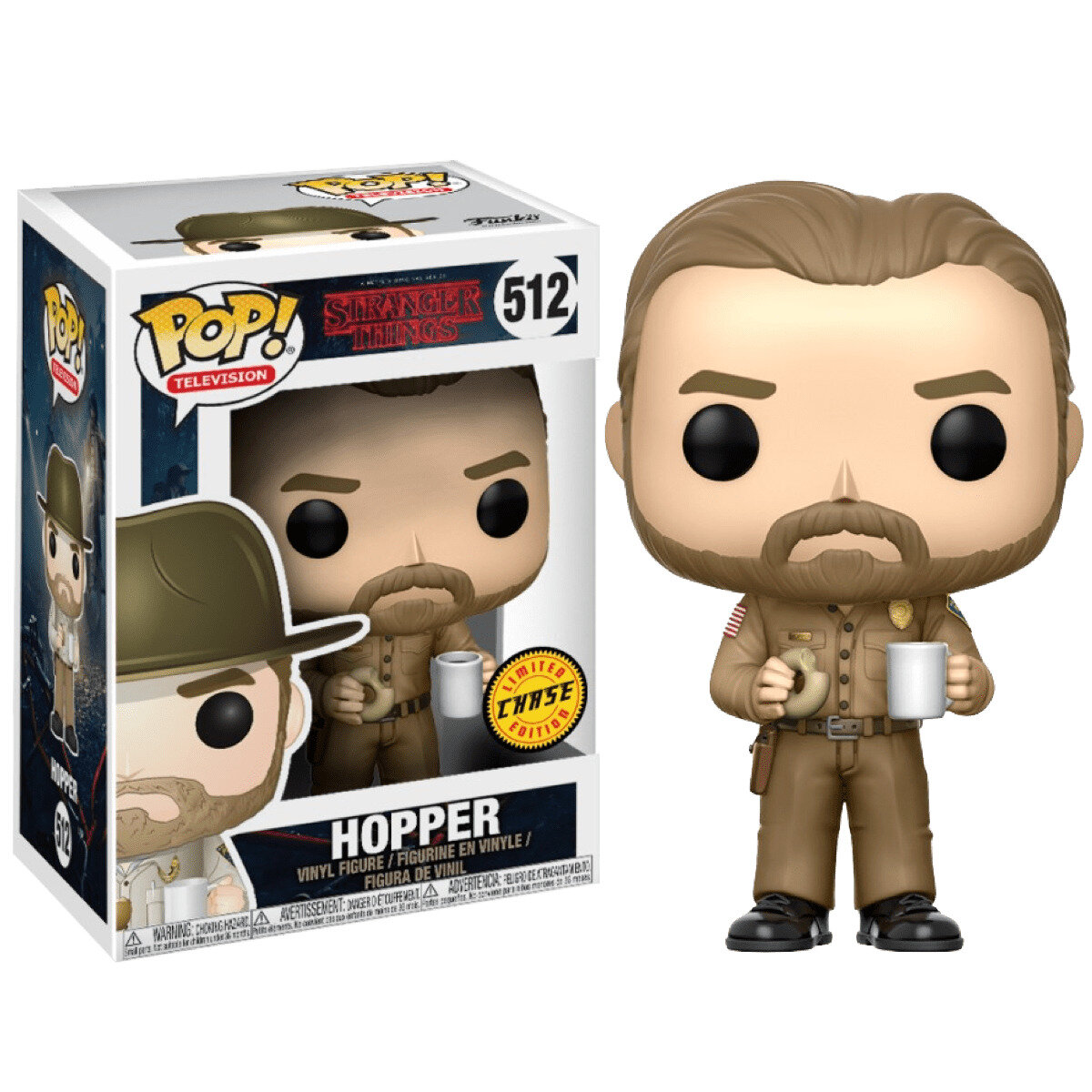 Фигурка Funko POP Hopper with no Hat (CHASE) из сериала Stranger Things / Джим Хоппер чейз из Очень странные дела, Фанко ПОП
