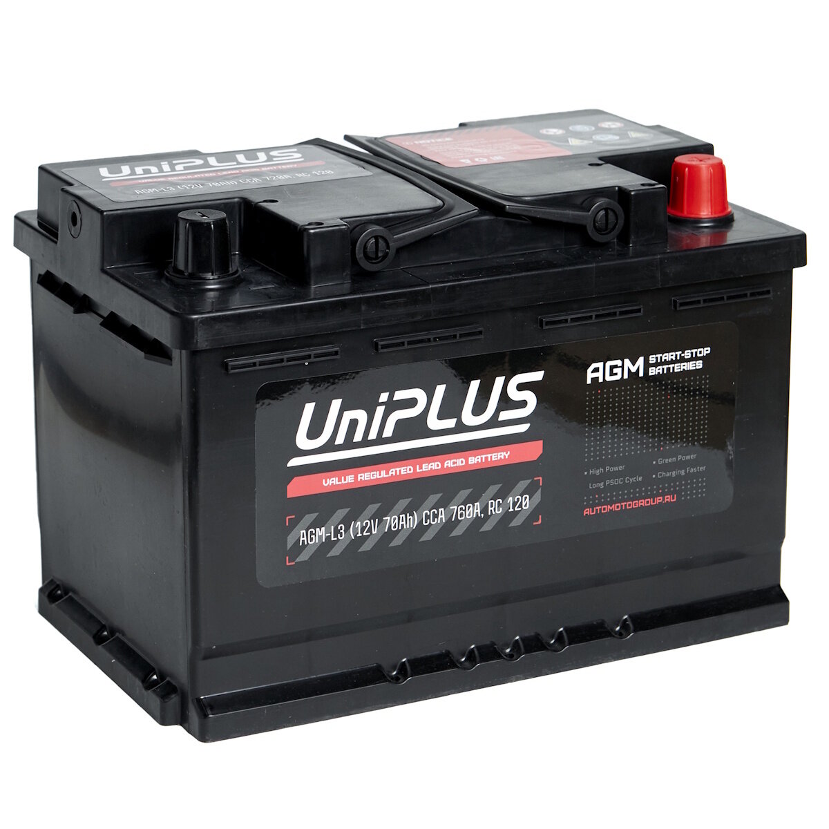 Аккумулятор Leoch UniPLUS AGM 70R (12В 70Ач 760А 276х175х190мм) обр. пол.