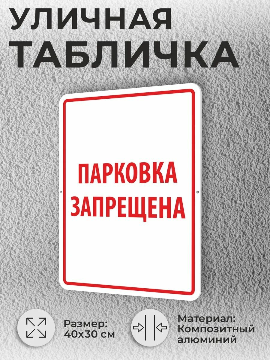 Большая уличная табличка "Парковка запрещена" 40х30см