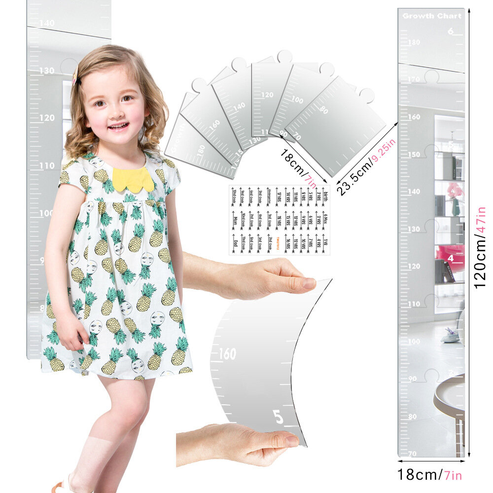 JMU012-017 Акриловые строительные блоки, наклейка для измерения роста, декоративная наклейка, запись роста, зеркало, линейка роста