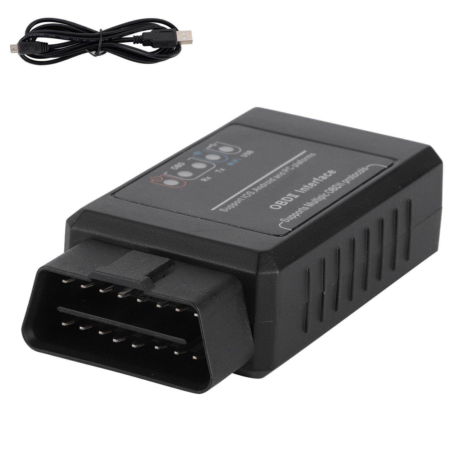 WiFi OBD2-сканер с USB-подключением для диагностики бензиновых автомобилей 12V