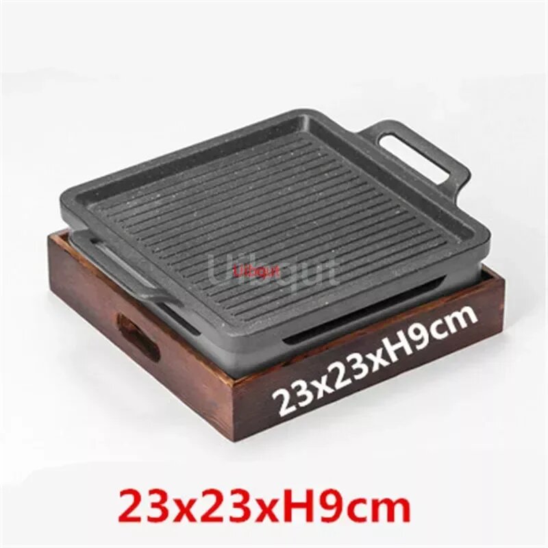 Бездымный портативный гриль-барбекю, корейский японский гриль-барбекю, угольная печь для барбекю, спиртовая плита, бытовой антипригарный корейский стол для барбекю Коричневый, 23x23xH9cm