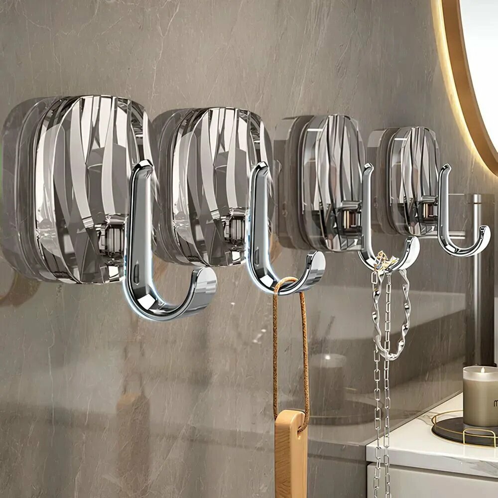 Крючки самоклеящиеся для ванной, кухни, полотенец, душевой кабины, прозрачный, настенный без сверления самоклеющийся 2шт.