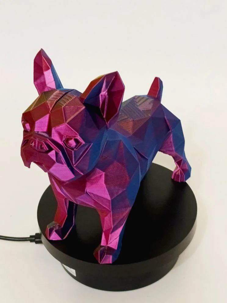 Статуэтка "Цветной Бульдожка", геометричный стиль, 3D, для декора интерьера, черная, пластик, 15 см