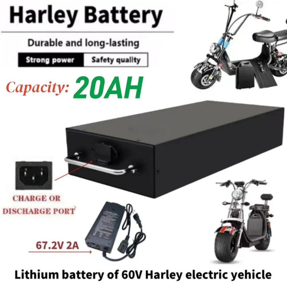 100% Новый литиевый аккумулятор для электромобиля 60V 10Ah 15Ah 20Ah 2000 Вт для двухколесного складного электрического скутера Harley Citycoco