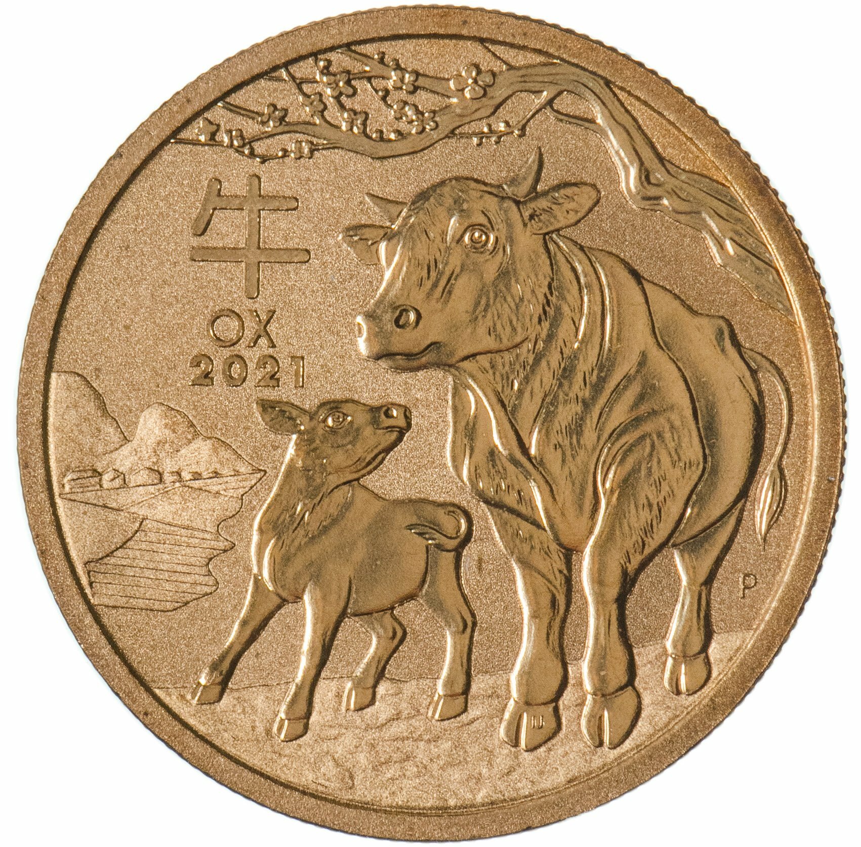 Австралия 1 доллар 2021 "Бык", Алюминиевая бронза, в сохранности UNC