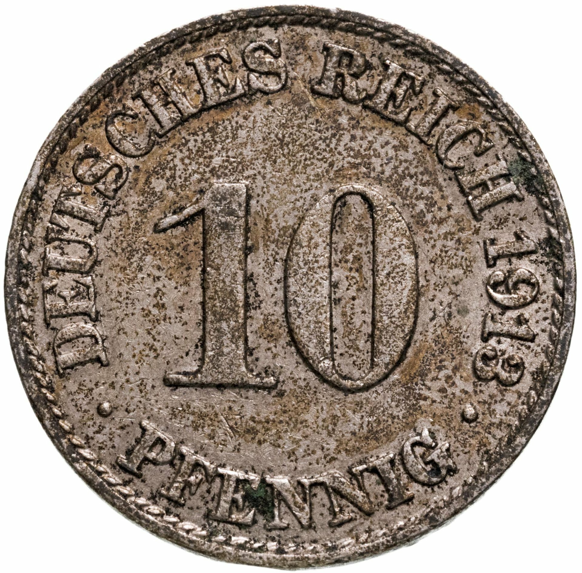 Германия 10 пфеннигов 1913 знак монетного двора: "A" - Берлин, Никель, в сохранности VF-XF