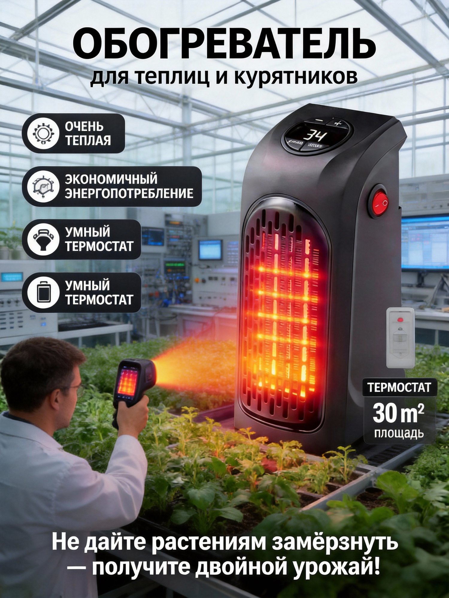 Обогреватель для теплиц, парников, курятников