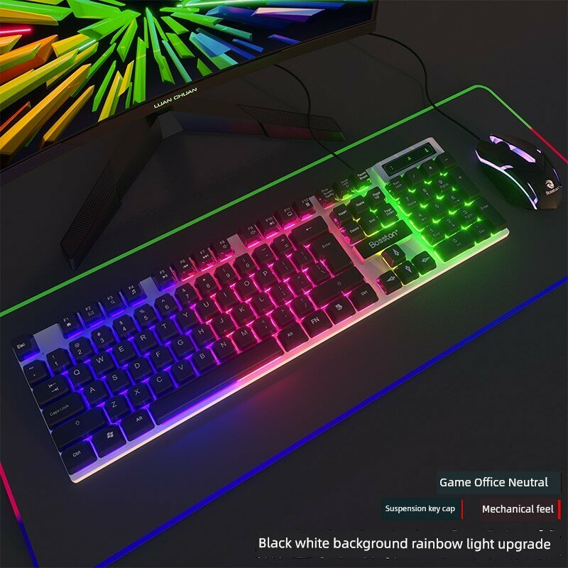 Механическая клавиатура и мышь для игр, настольных компьютеров, ноутбуков, проводные, для офиса, для набора текста, для