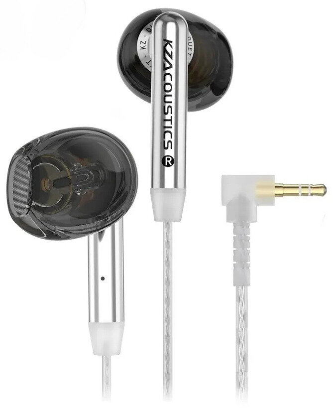KZ Duet без микрофона 3.5 мм, черный, проводные наушники