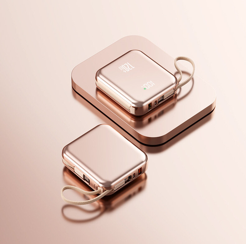 3C сертифицированный 120W супербыстрый зарядный power bank, большой емкости, миниатюрный, портативный, со встроенным кабелем, настраиваемый мобильный источник питания