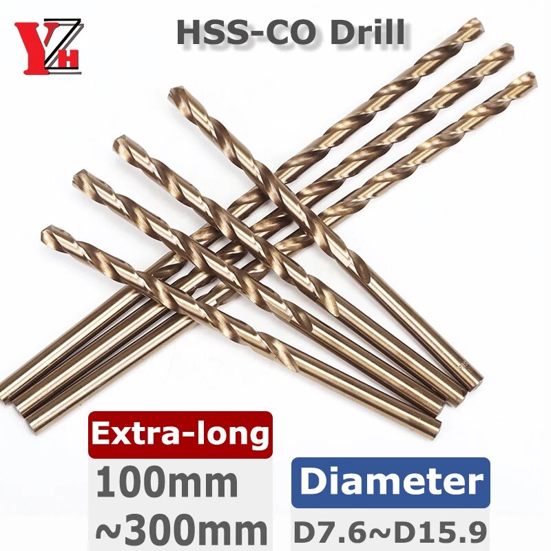 Спиральные сверла YZHOSOOWK HSS-CO для металла и дерева 9.9x250mm