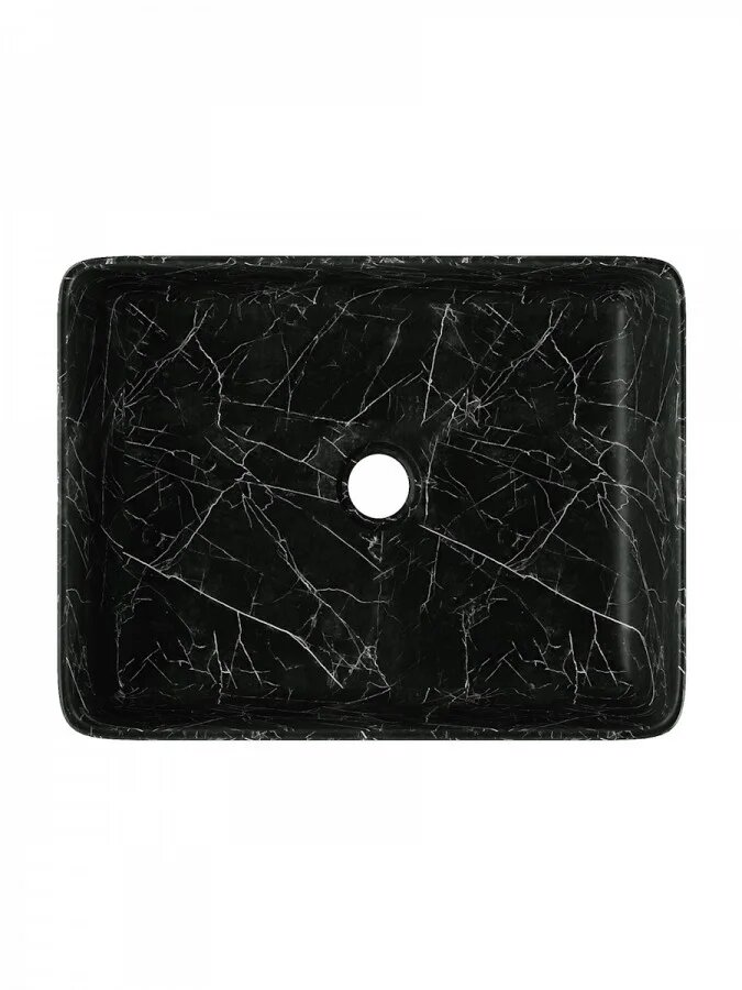 Накладная раковина Teymi Helmi 48 накладная, без отверстия под смеситель, фарфоровая, прямоугольная, раковина для ванной, черная, матовая