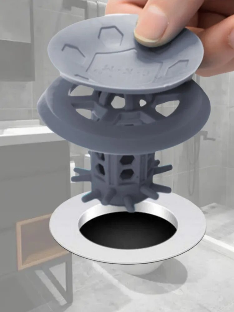 Фильтр заглушка для раковины TXM Защитная насадка для слива для улавливания волос , ванны, подходит для 3.4cm до 4.45cm диаметр, серый