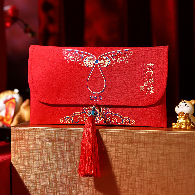 10 000 юаней вышитый тканевый красный конверт для свадьбы, денег за приданое, персонализированный креативный высококачественный подарочный конверт