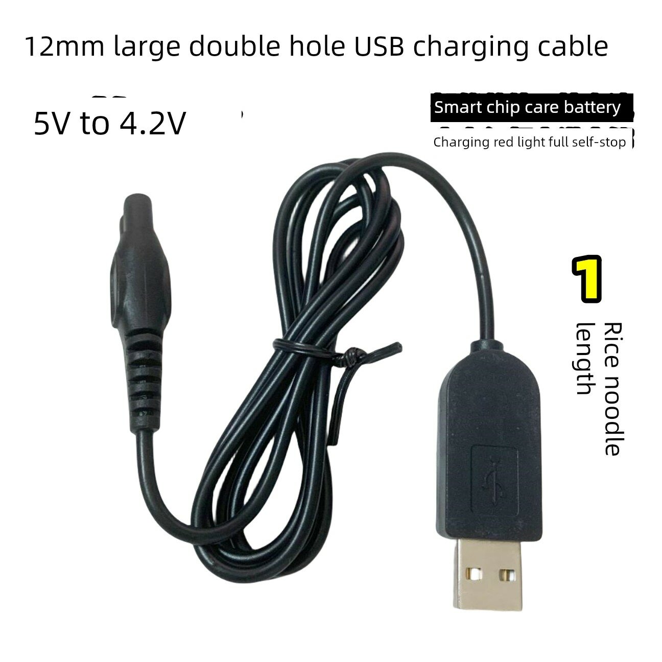 Универсальный USB-кабель с толстым штырьком 12 мм и большим двойным отверстием, 4,2 В зарядки для шахтных фонарей