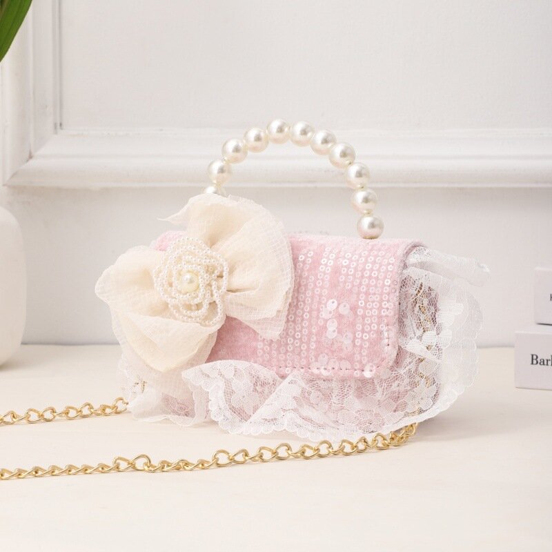 Новая модная сумка с кружевной отделкой в стиле Chanel, жемчужная сумка, кроссбоди, милая сумка с бантом, одно плечо, принцесса, оптовая продажа