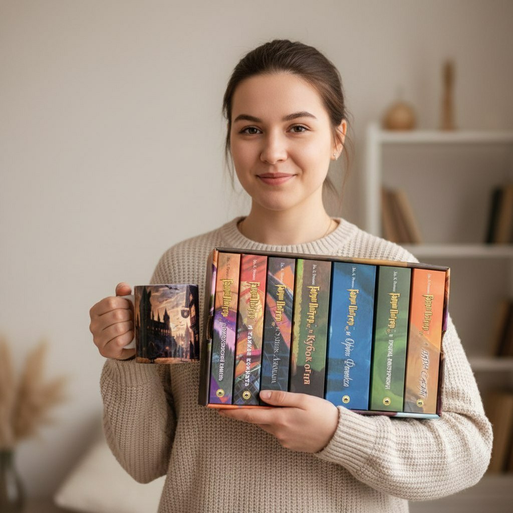 Гарри Поттер Росмэн в подарочном боксе + кружка И открытка, набор 7 книг (комплект)