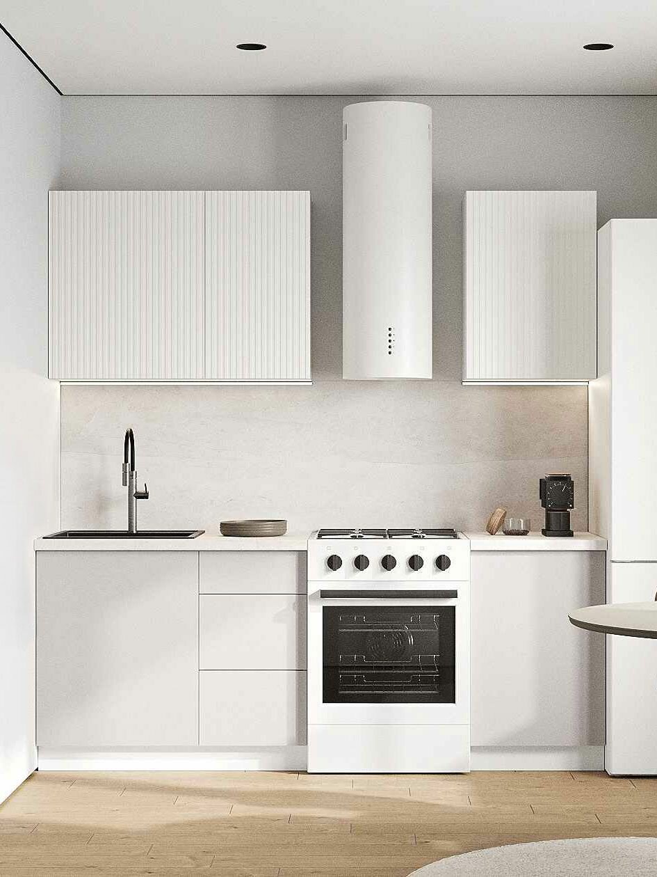 Кухонный гарнитур Комби 1.5 м, мебель для дома и кухни, Белый / Бланж / Нео