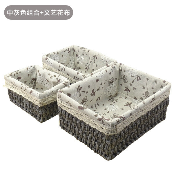 Бумажная веревочная корзина из ротанга Бытовая тканая корзина для хранения Настольная мелочи Отделочная коробка для