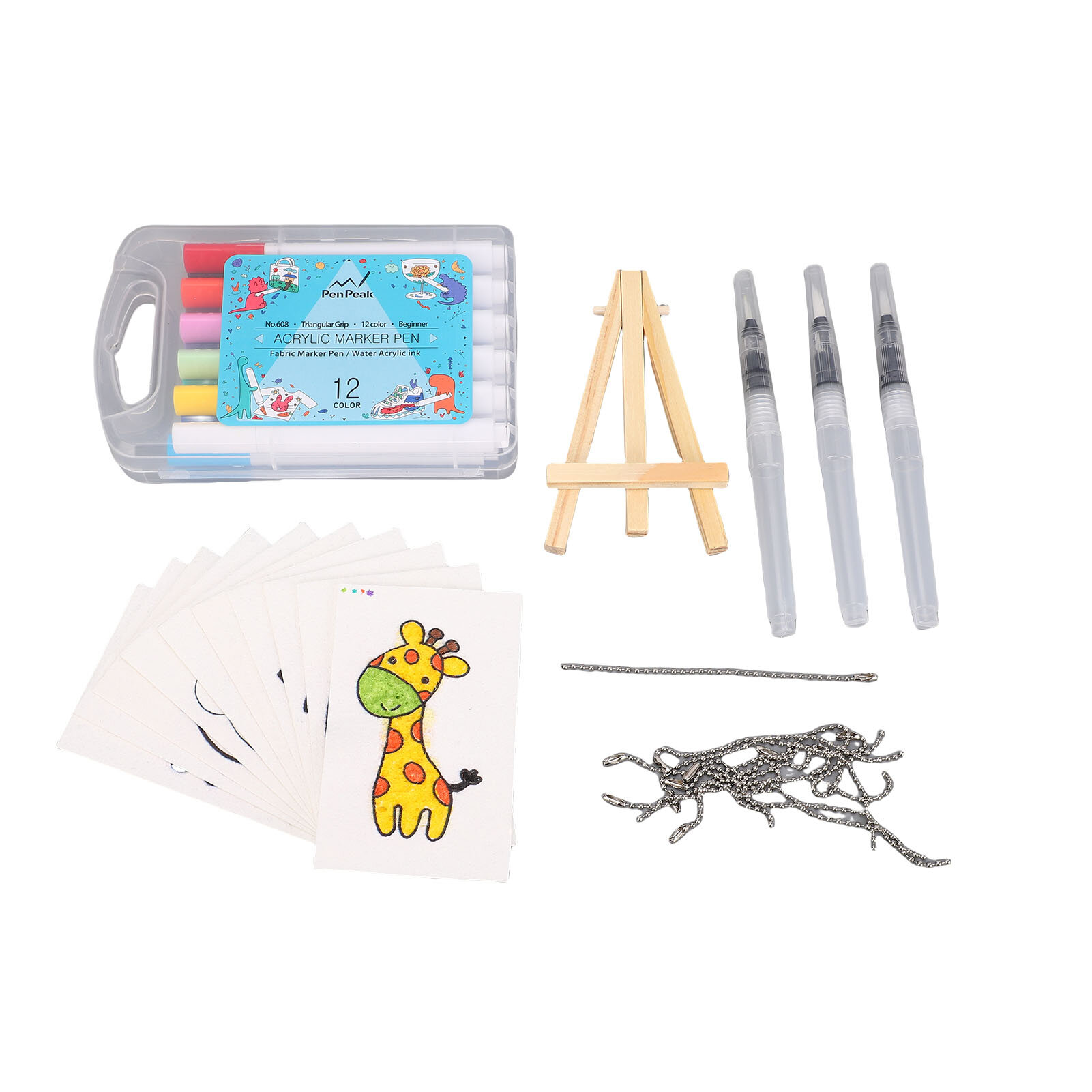 Набор для создания текстуры из пенопласта: 12 маркеров с автоматической регулировкой чернил, 3 ручки для рисования водой, 10 листов бумаги для 3D-эффекта.