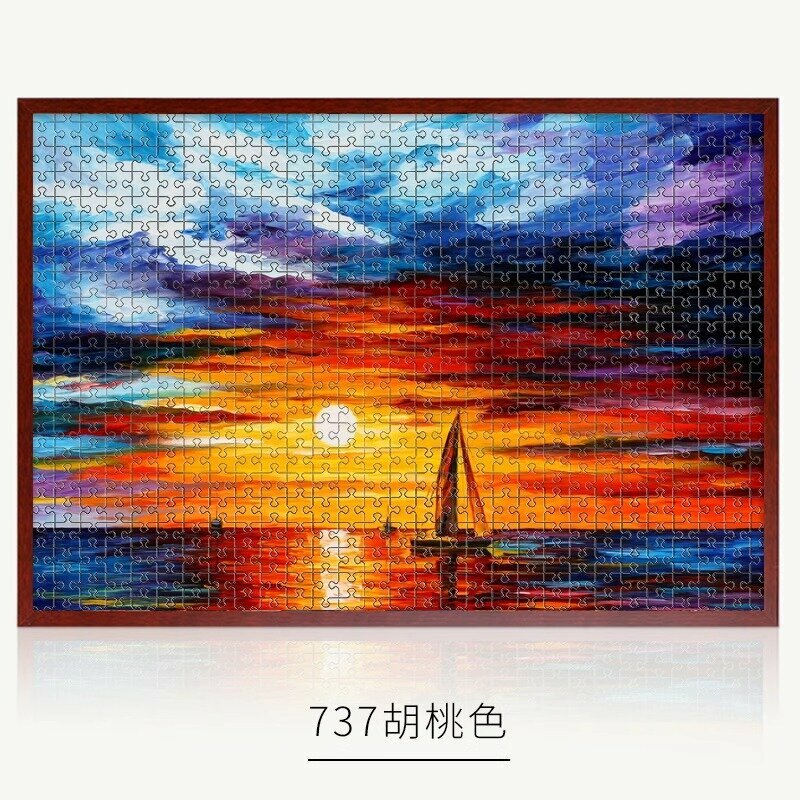 Горячая распродажа1000-элементный пазл, фоторамка, настенное крепление, 500 монтажная рамка, 300 элементов рамки, 50x70, индивидуальный*75 элементов