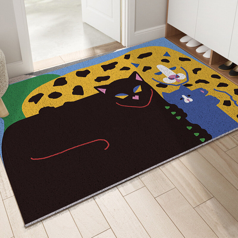 Мини-коврик с домиком для кошек, 40x60 см, компактный ковер для входа, антипробковый для маленьких пространств