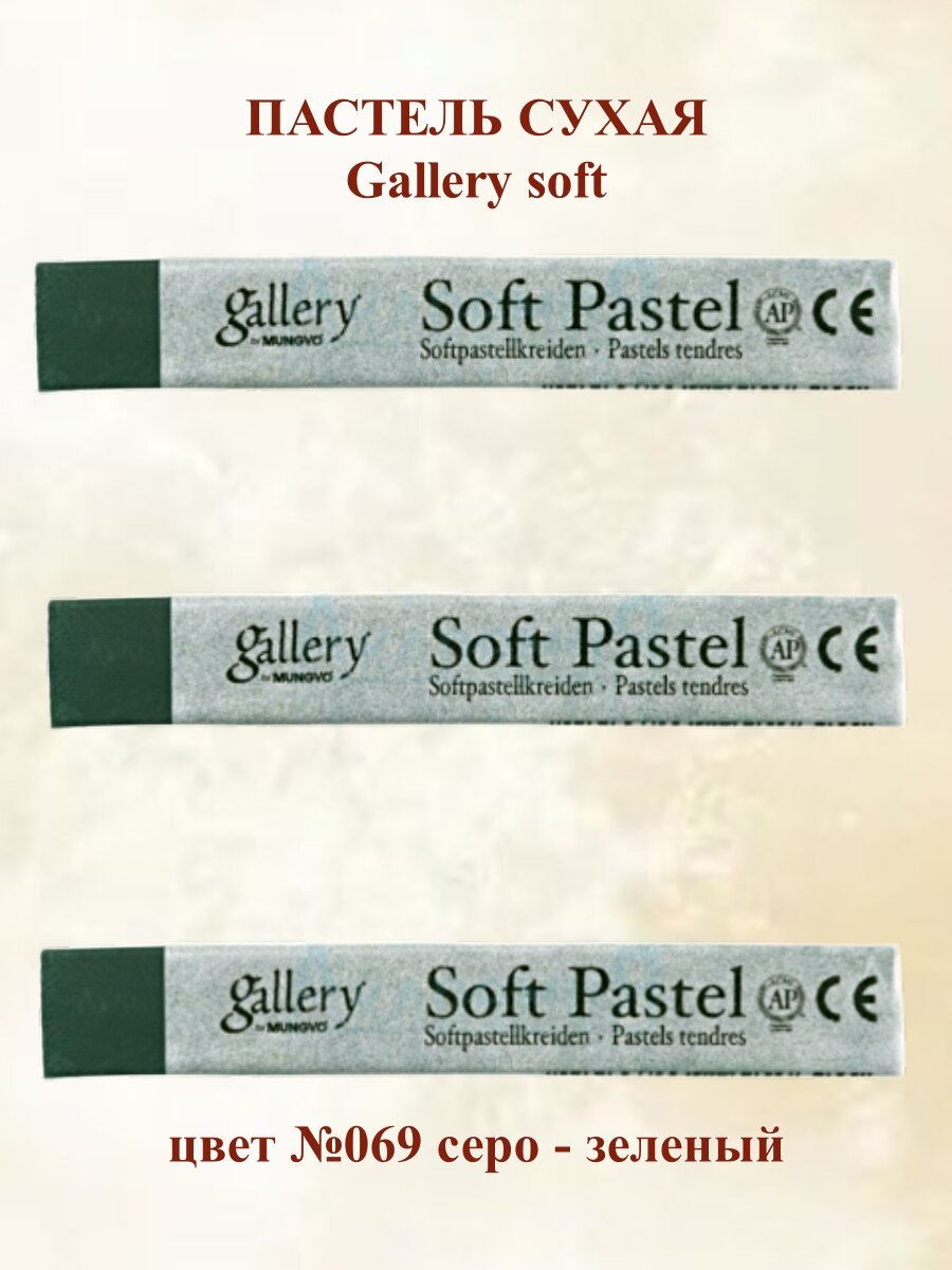 Пастель сухая мягкая профессиональная MUNGYO Gallery №069 серо - зеленый (3шт)