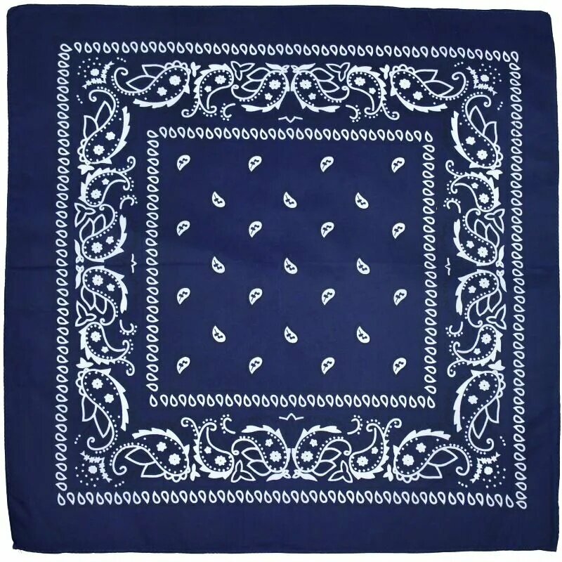 Платок АМЕ，синий，Белый узор，55cmx55cm，ретро，Модные украшения