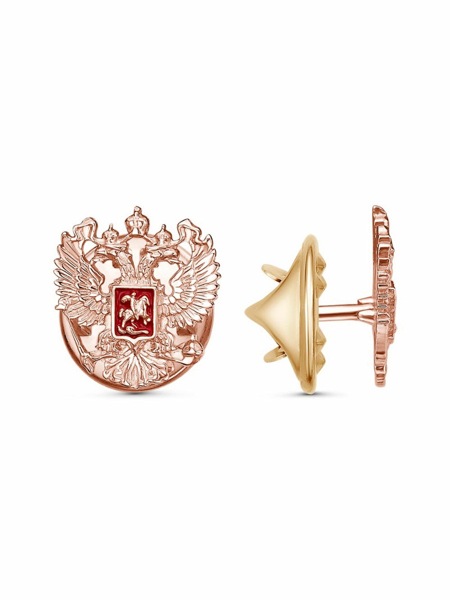 Значок "Герб РФ" Георгий Победоносец, малый, розовое золочение