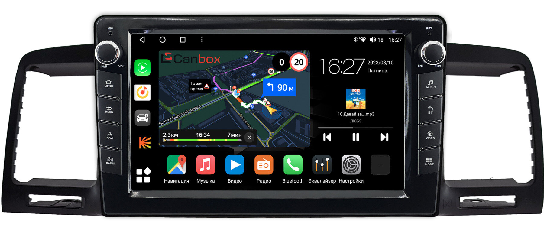 Штатная магнитола Toyota Corolla (E120/E130) 2003-2007 (правый руль, черная) Canbox M-Line 7821-9-0752 Android 10 (4G-SIM, 2/32, DSP, IPS) С крутилкам
