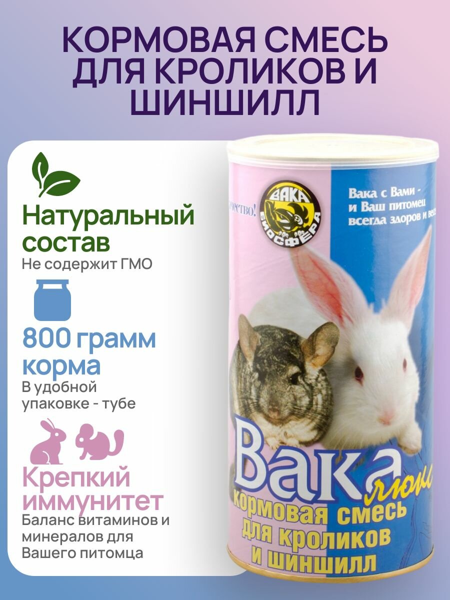 Вака Люкс Корм для шиншилл и кроликов 800 г