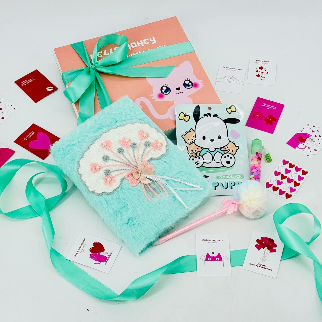 Подарочный набор, бьюти бокс с плюшевым блокнотом для девочки, девушки. Подарок на 14 февраля, 8 марта