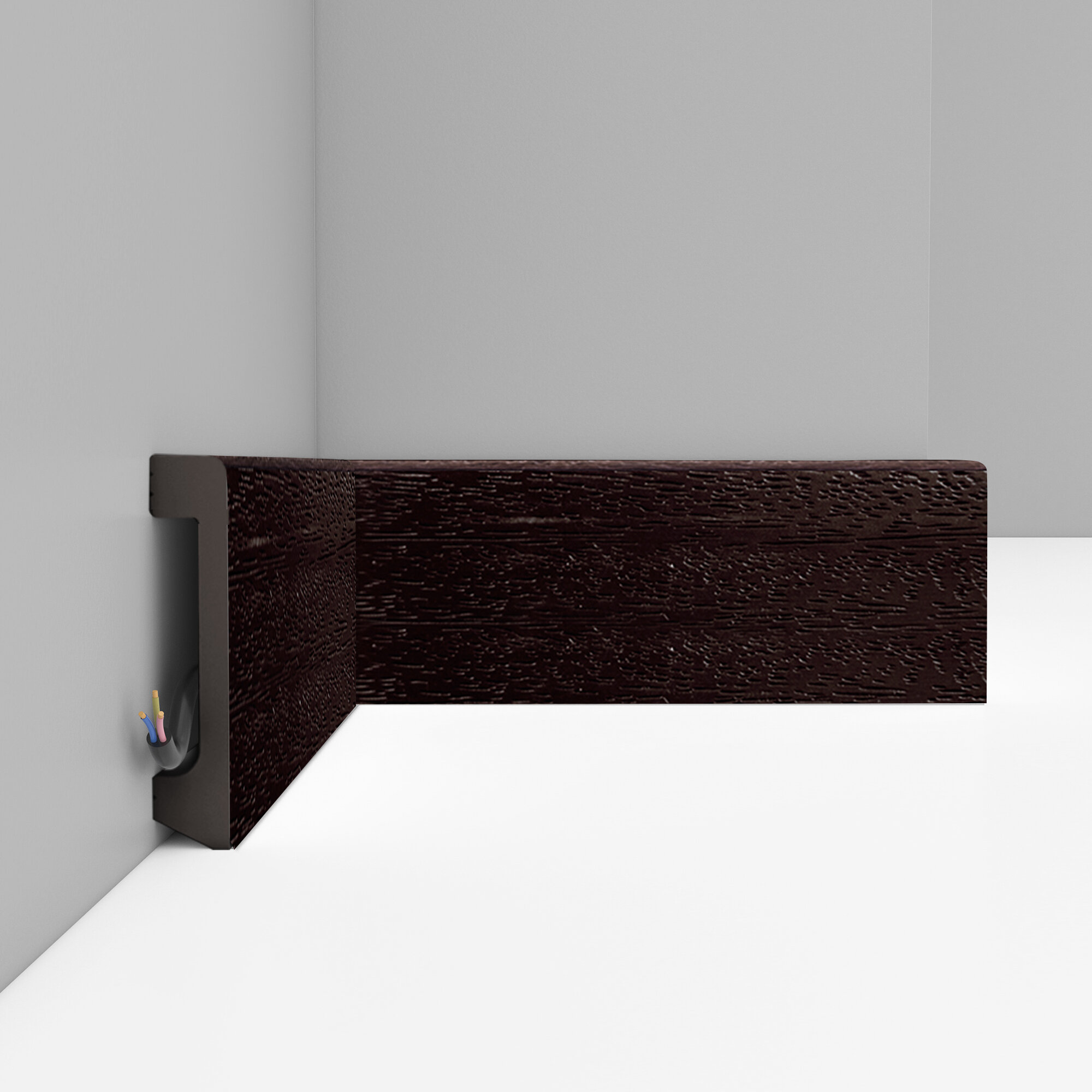 Плинтус Decomaster D235-433 ДМ, влагостойкий, с кабель-каналом, 80*17*2400 мм, цвет венге