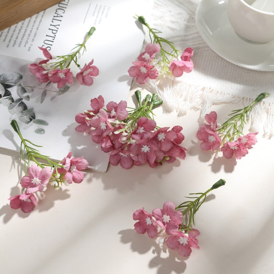 4 головки искусственных цветов, маленькие цветы, DIY заколка для волос, цветы гортензии, свадебные аксессуары для невесты, искусственные цветы, маленький букет