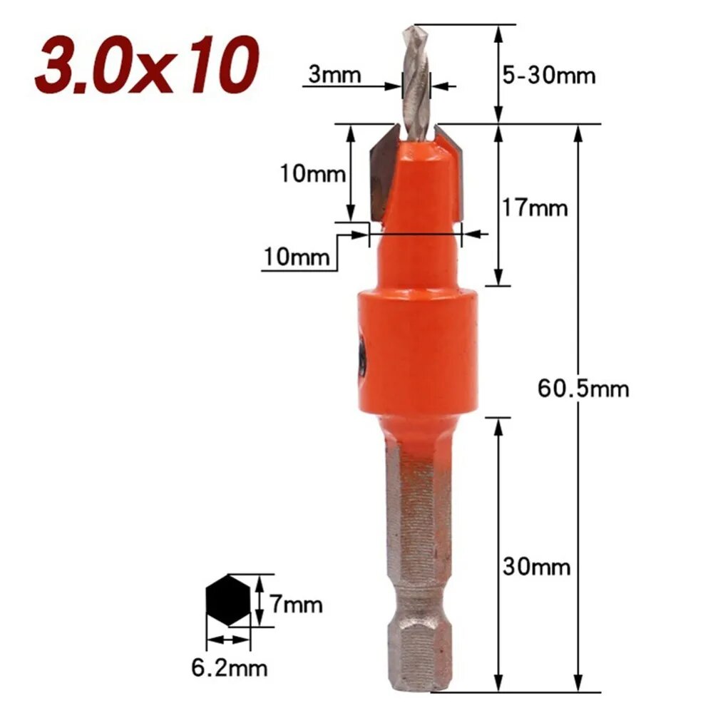 Сверло с зенковкой HCS 3.0x10 оранжевое