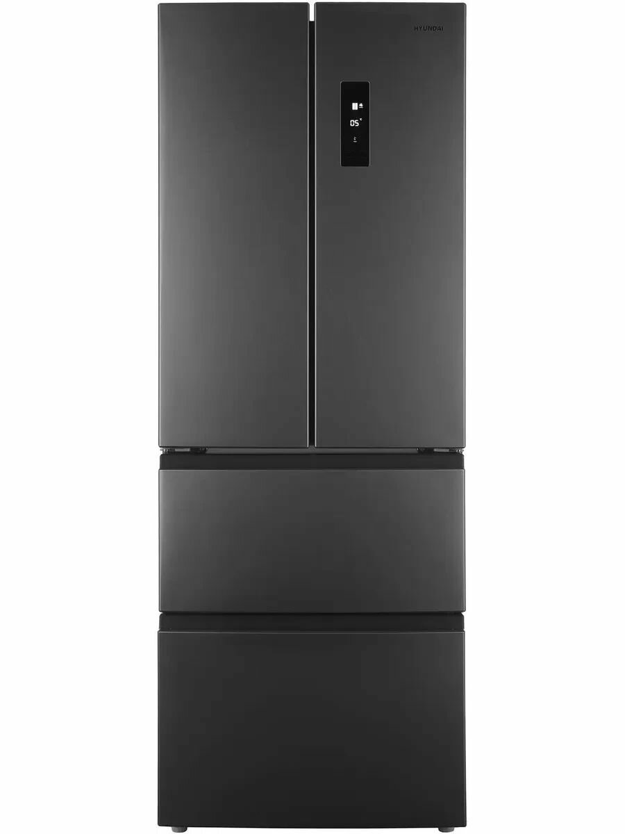 Холодильник Hyundai CM40043F Side by Side, трехкамерный, 377 л, No Frost, Inox