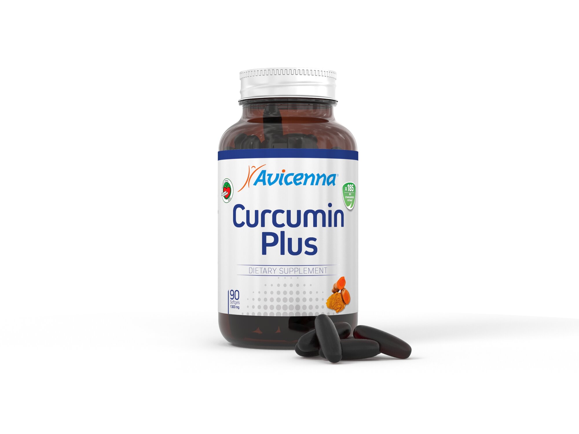 Avicenna® Curcumin Plus, куркумин с пиперином 1300 мг, 90 капсул — для суставов, иммунитета и детокса