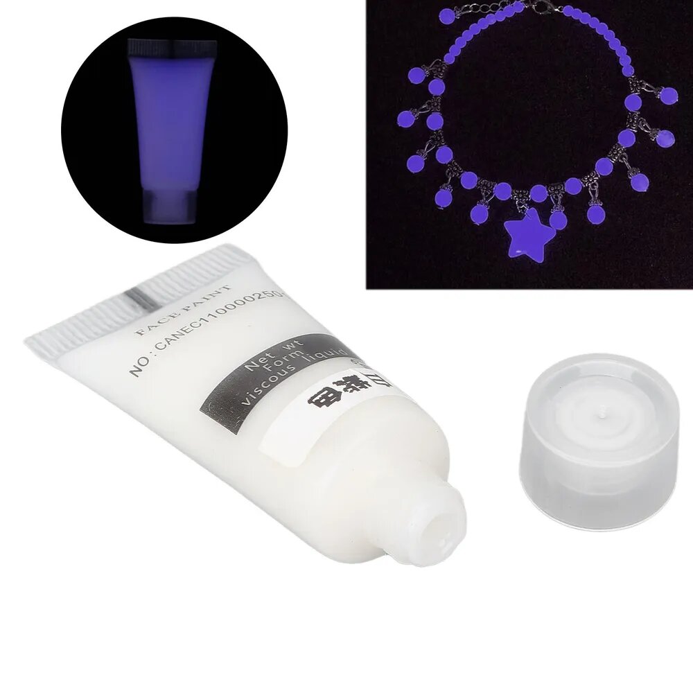 Флуоресцентная краска для ручного творчества, рисования на лице и теле, резинообразного искусства, изготовления ярких маникюрных красок, 0.4oz, белый и фиолетовый цвета