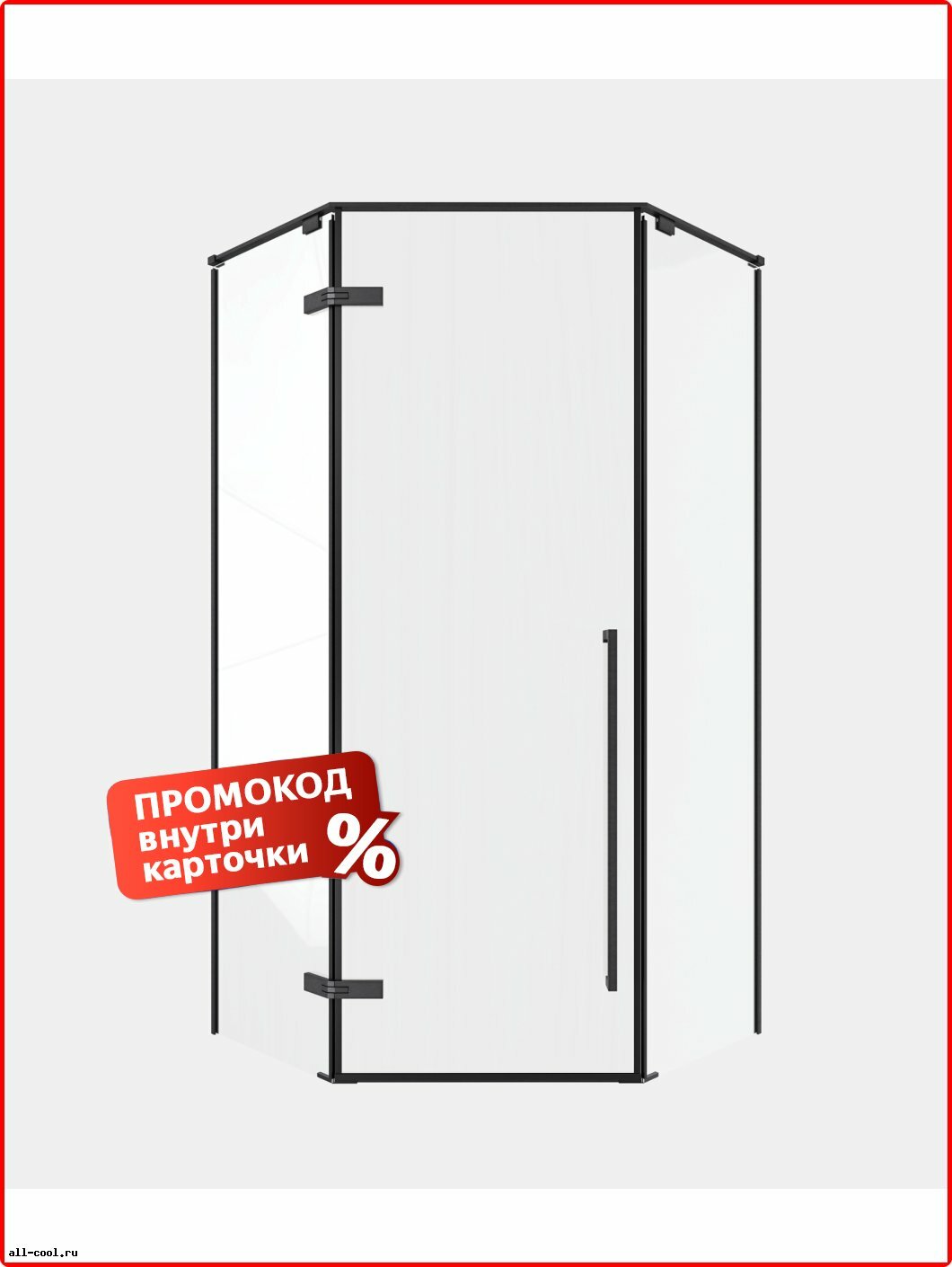 Душевой уголок Timo Laura 90x90, пятиугольная, прозрачное, черный, распашные, без поддона в комплекте