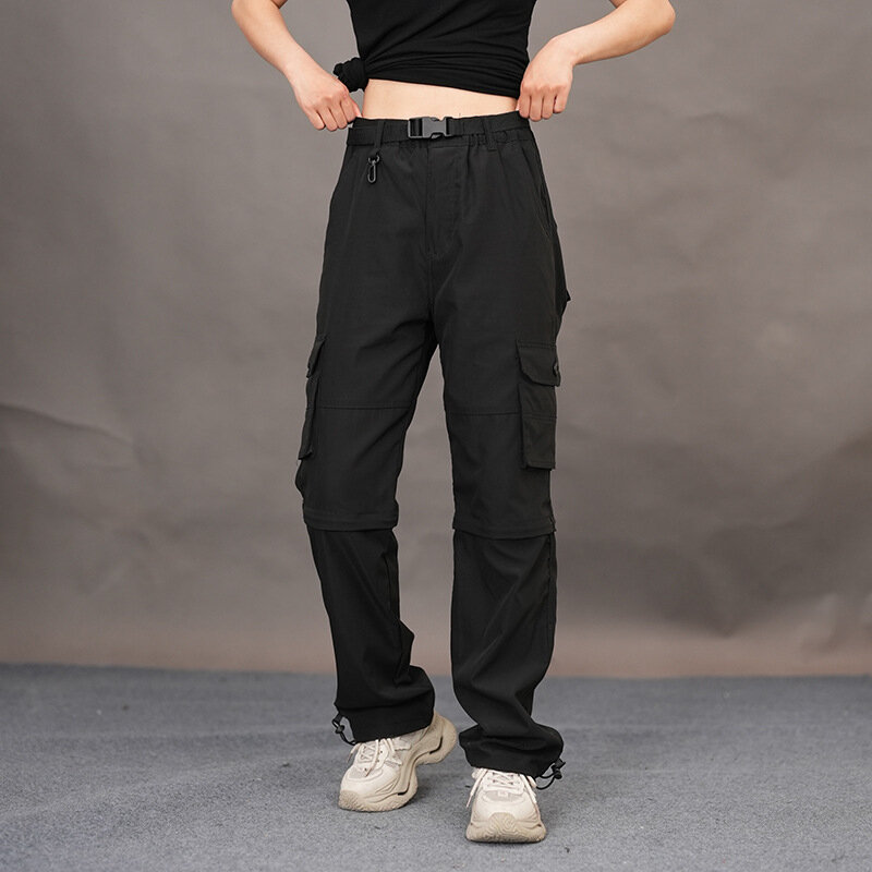 Уличные быстросохнущие брюки, летние тонкие функциональные карго для женщин, многофункциональные брюки с несколькими карманами, съемные горные стильные эластичные брюки для походов для мужчин и женщин