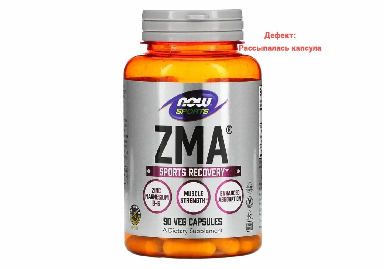 Now Foods ZMA (ЗМА), 800 мг, 90 капсул, цинк, магний, витамин B-6