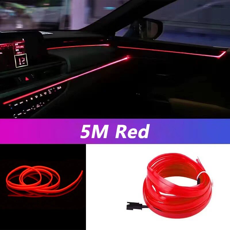 5м Красная Гибкая Светодиодная Лента для Авто USB
