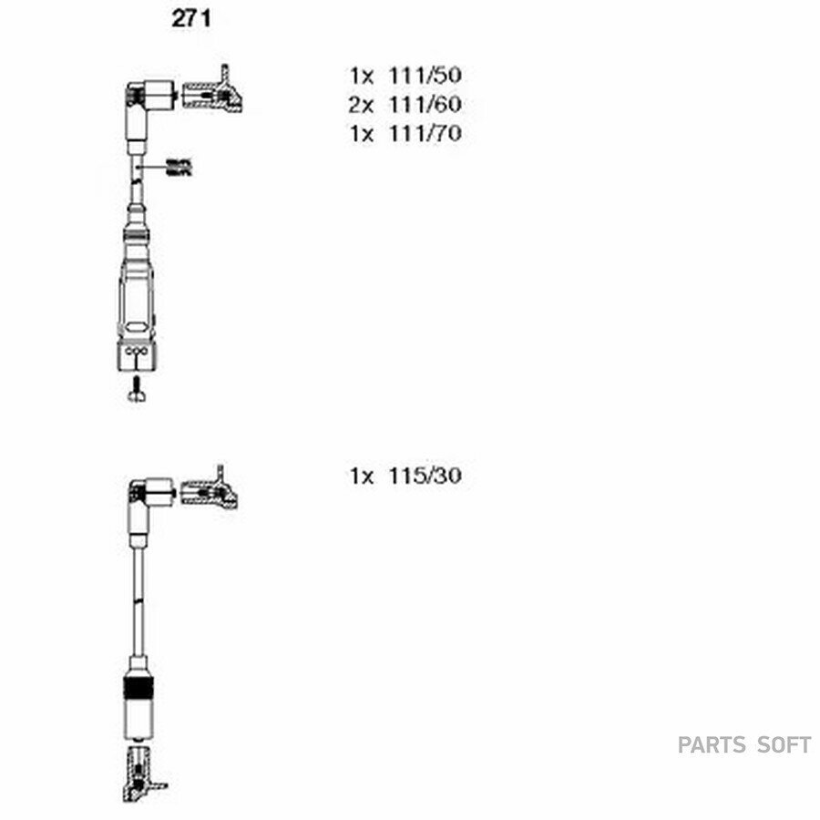 К-КТ проводов ВВ VW DERBY 81-84 POLO 81-99 POLO CLASSIC 85-94 SEAT IBIZA II 93-99 от официального дистрибьютора, BREMI, артикул 271