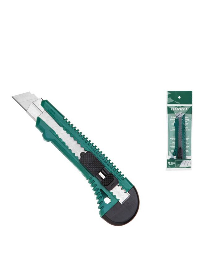 Нож канцелярский волат 24101, выдвижное лезвие, сталь, зеленый