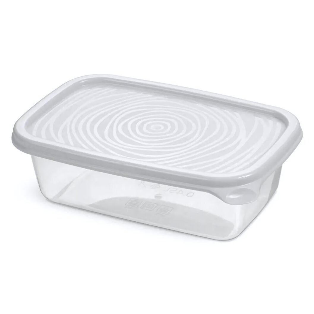 Контейнер пищевой прямоугольный с крышкой, 0.45 л, прозрачный, крышка светло-серая, для хранения продуктов