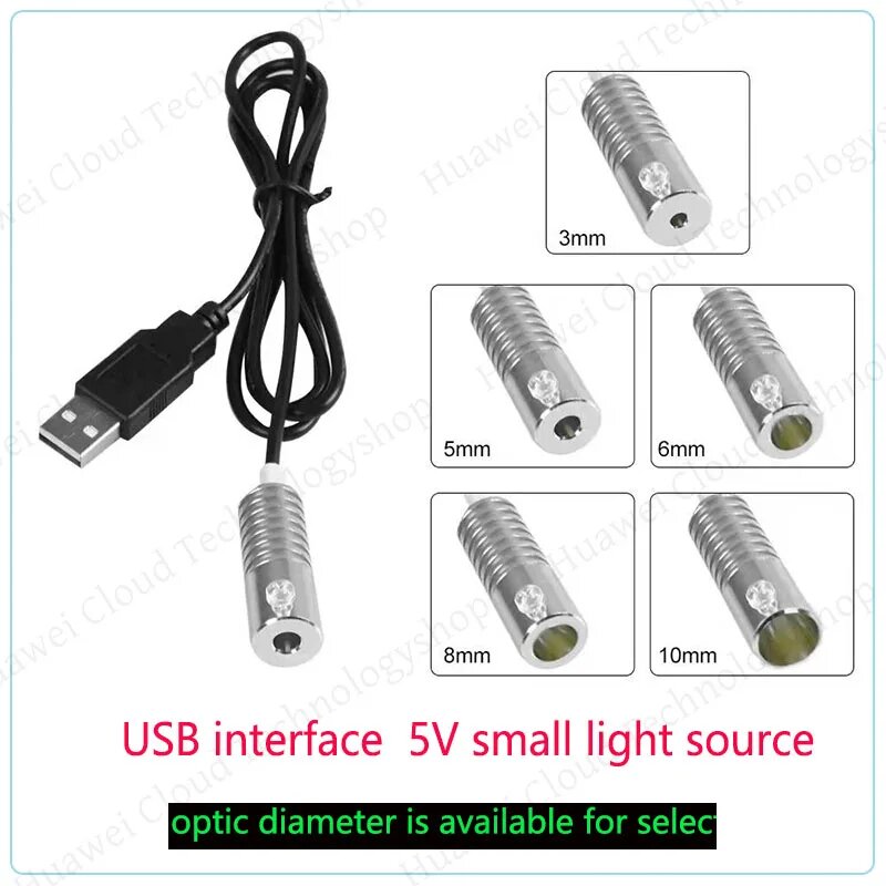 USB светодиодная оптоволоконная лампа 5В 10mm, White 5V USB