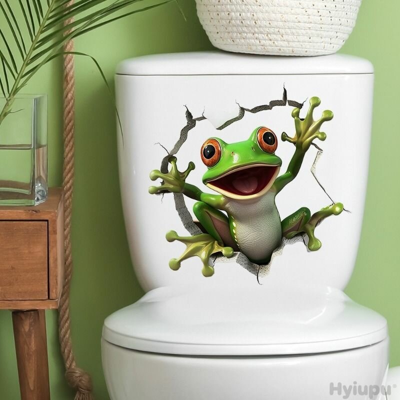 3D забавные наклейки с лягушками для ванной комнаты, съемные водонепроницаемые стикеры