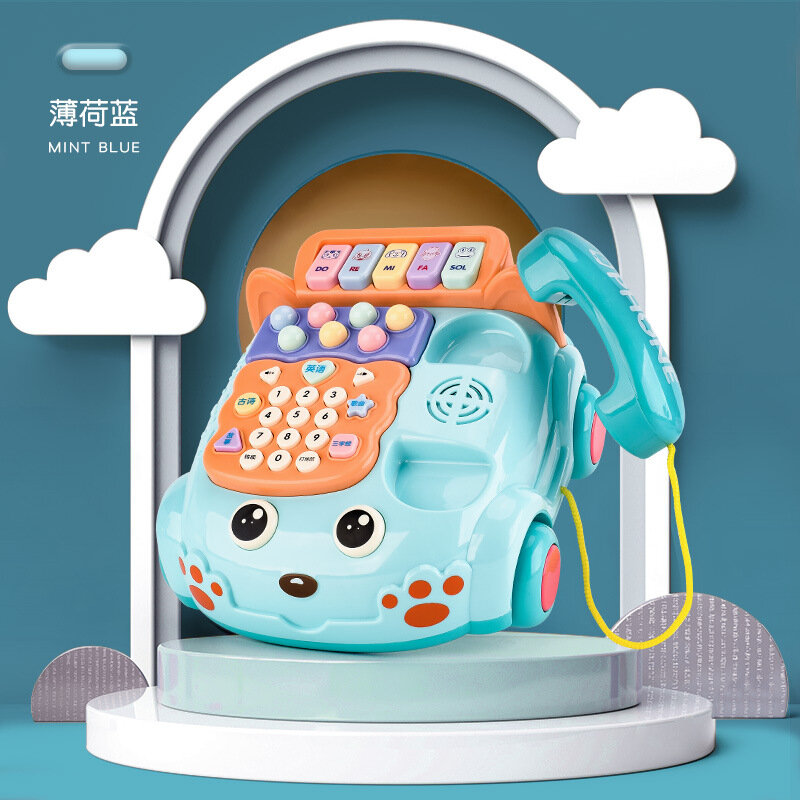 Детский симулятор многофункционального стационарного телефона, музыкальная история для малышей, телефон с вытягивающимся шнуром, обучающая игрушка для раннего развития